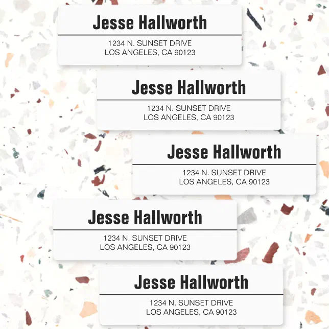 Simple Modern White & Black Waterproof Address Labels | Zazzle