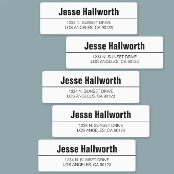 Simple Modern White & Black Waterproof Address Labels | Zazzle
