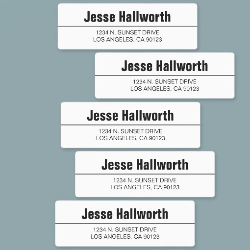 Simple Modern White & Black Waterproof Address Labels | Zazzle