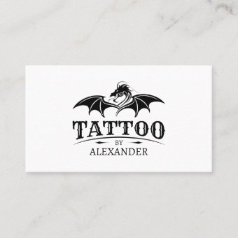 Simple Modern White Tattoo Artist Dragon QR Code Business Card | Zazzle