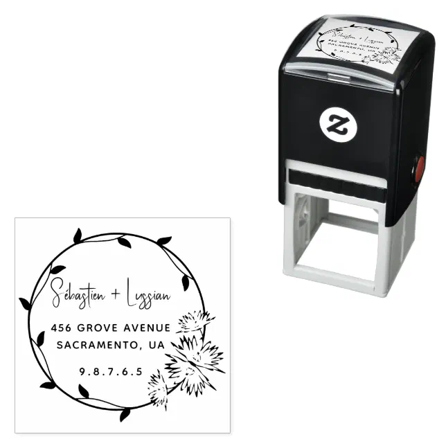 Simple Modern Wreath Married Couple Self-inking Stamp | Zazzle