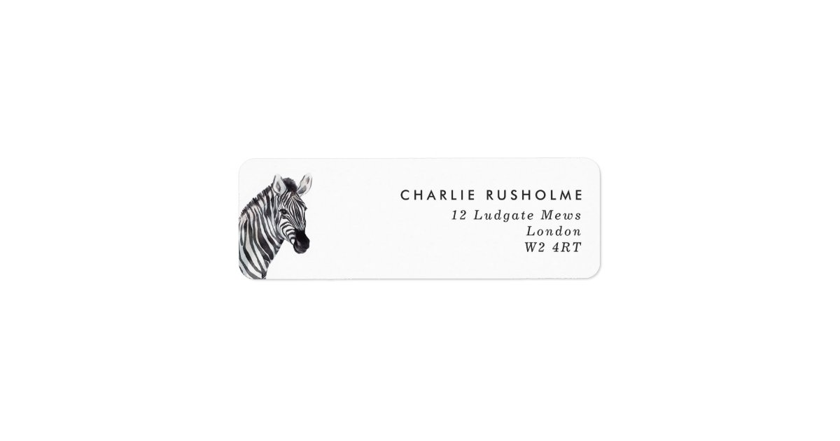 Simple Modern Zebra Personalized Return Address Label | Zazzle