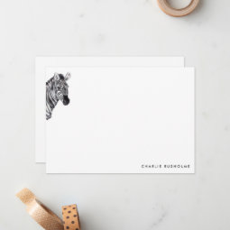 Simple Modern Zebra Personalized Stationery Note Card | Zazzle