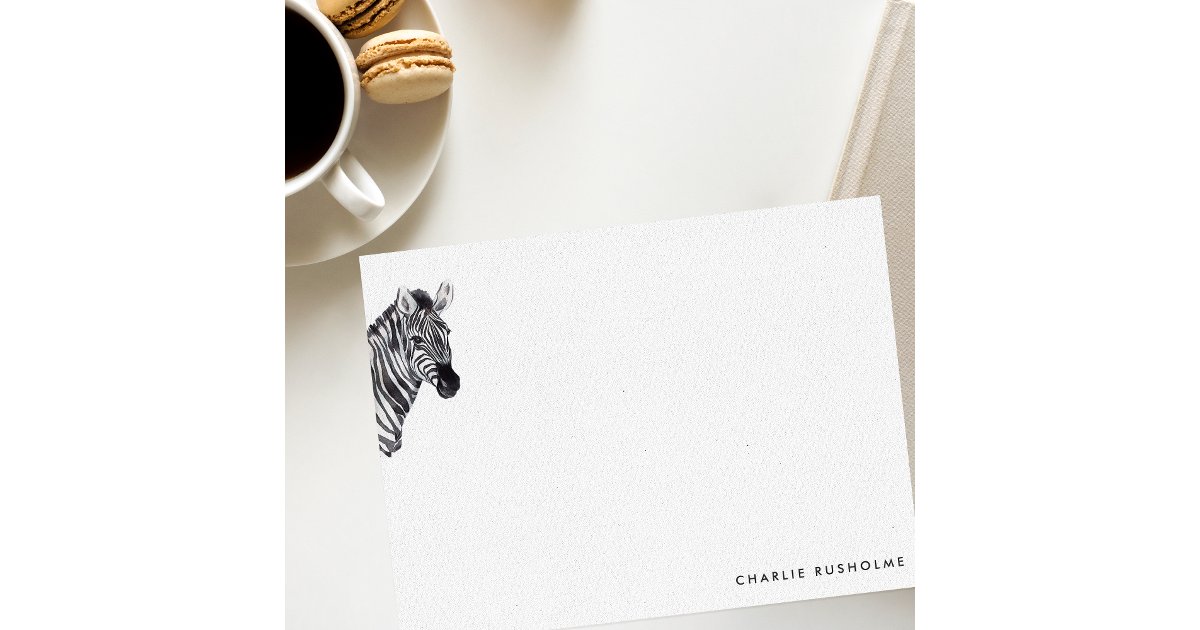 Simple Modern Zebra Personalized Stationery Note Card | Zazzle