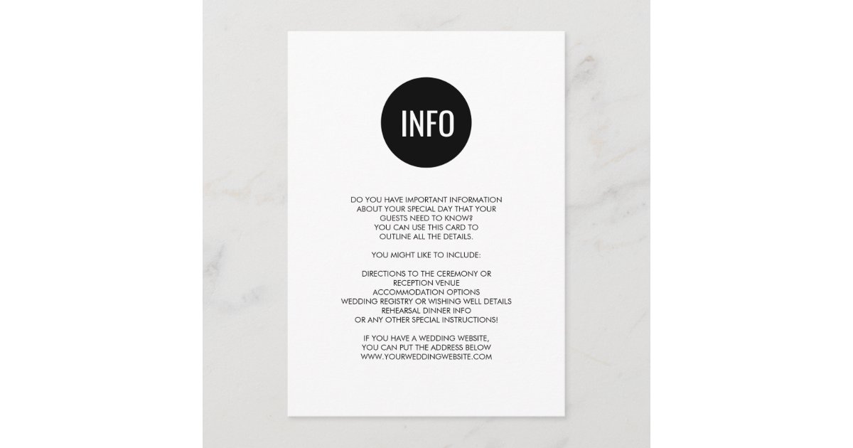 Simple monochrome circle details/information card | Zazzle