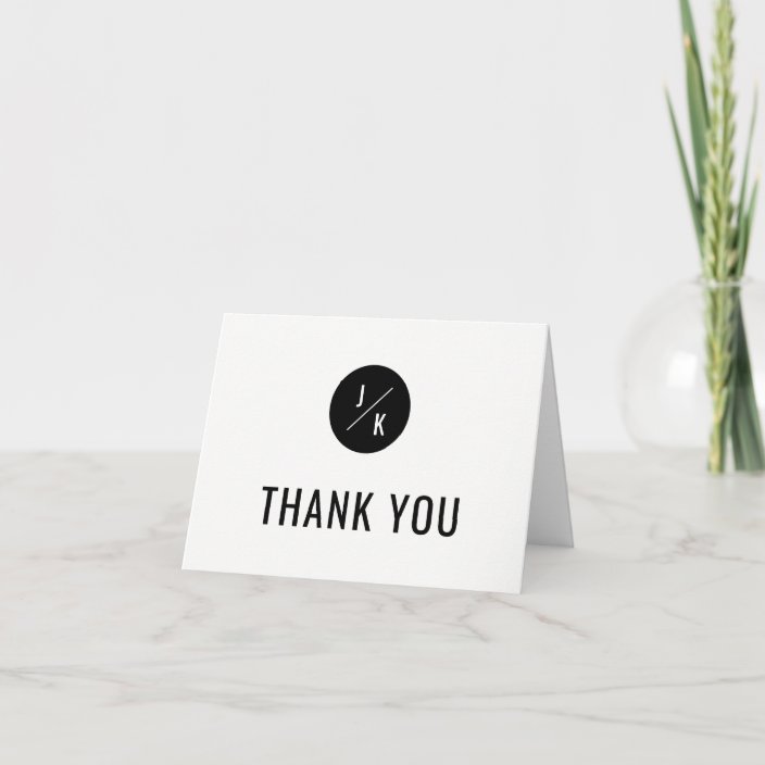 Simple monochrome circle thank you card - folded | Zazzle.com