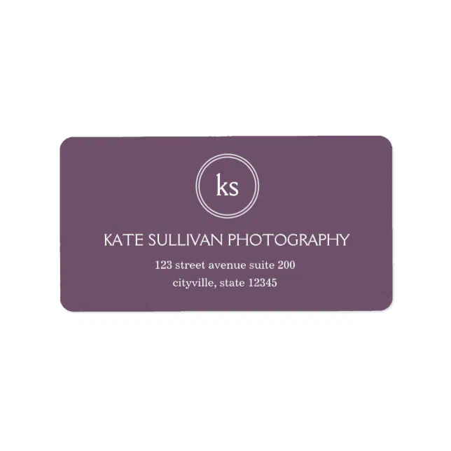 Simple Monogram Address Label | Zazzle