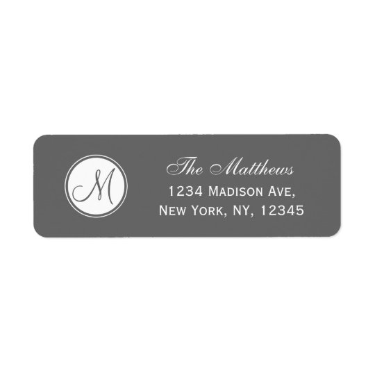 Simple Monogram Initial Grey Return Address Label | Zazzle.com