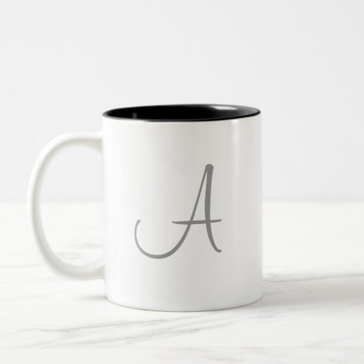 Simple Monogram Letter Initial Custom Personalized Two-Tone Coffee Mug ...