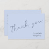 Simple Monogram Minimalist Beau Blue Wedding Thank You Card | Zazzle