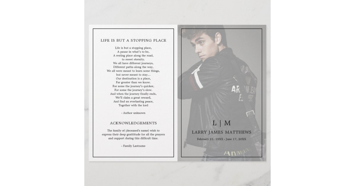 Simple Monogram Modern Funeral Program | Zazzle