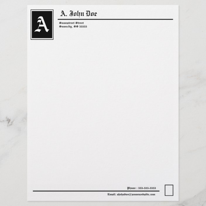 Simple Monogram Personal Letterhead | Zazzle.com