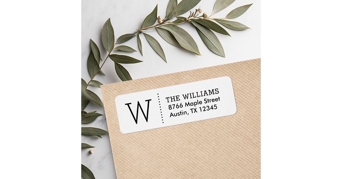 Simple Monogram Return Address Labels | Zazzle