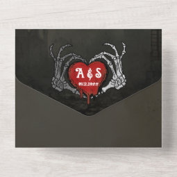 Simple Monogram Skeleton Halloween QR Code Wedding All In One ...