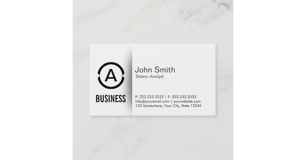 Simple Monogram System Analyst Business Card | Zazzle