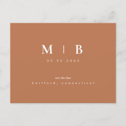 Simple Monogram Terracotta Save the Date QR Announ Announcement ...