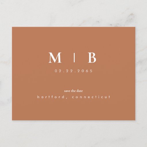 Simple Monogram Terracotta Save the Date QR Announ Announcement ...
