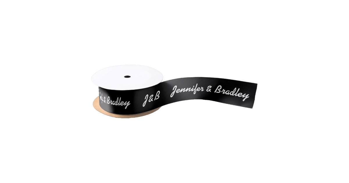 Simple Monogram Wedding Custom Name Personalized Satin Ribbon | Zazzle