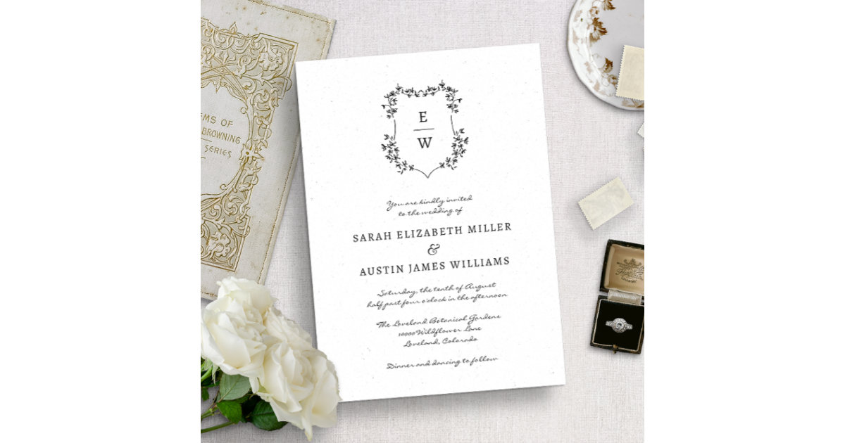 Simple Monogram Wedding Invitation | Zazzle