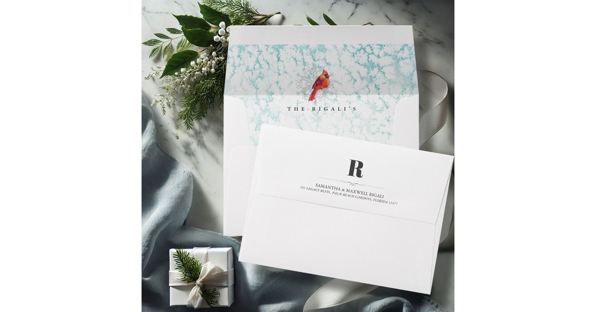 Simple Monogrammed Initial Return Address Wedding Envelope | Zazzle