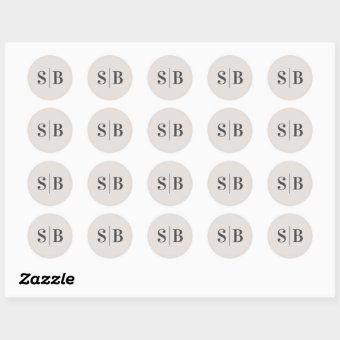 Simple Monogrammed Off-White Ivory Wedding Classic Round Sticker | Zazzle