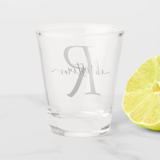 Simple Monogrammed Typography Name Personalized Shot Glass | Zazzle