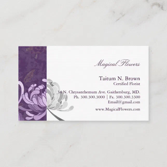 Simple Monotone Flower Personal Business Cards | Zazzle