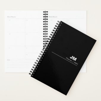 Simple Monthly Weekly Undated Black Planner | Zazzle
