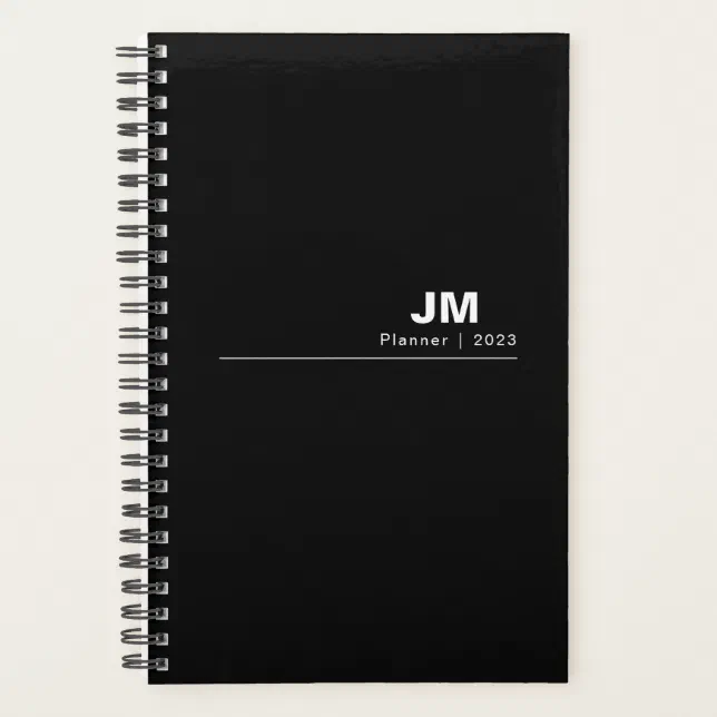 Simple Monthly Weekly Undated Black Planner | Zazzle