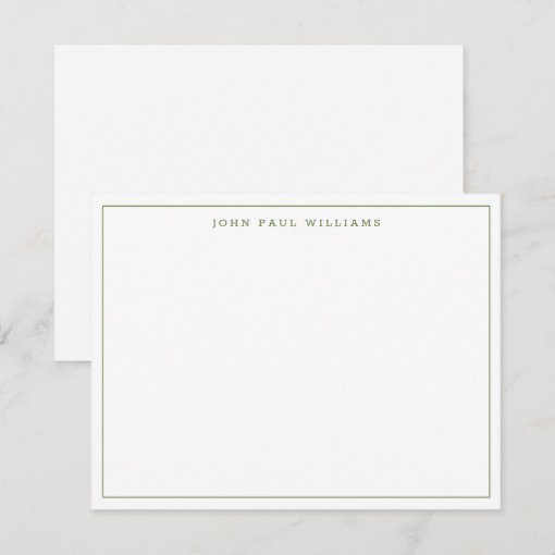 Simple Moss Green Modern Professional Thin Border Note Card | Zazzle