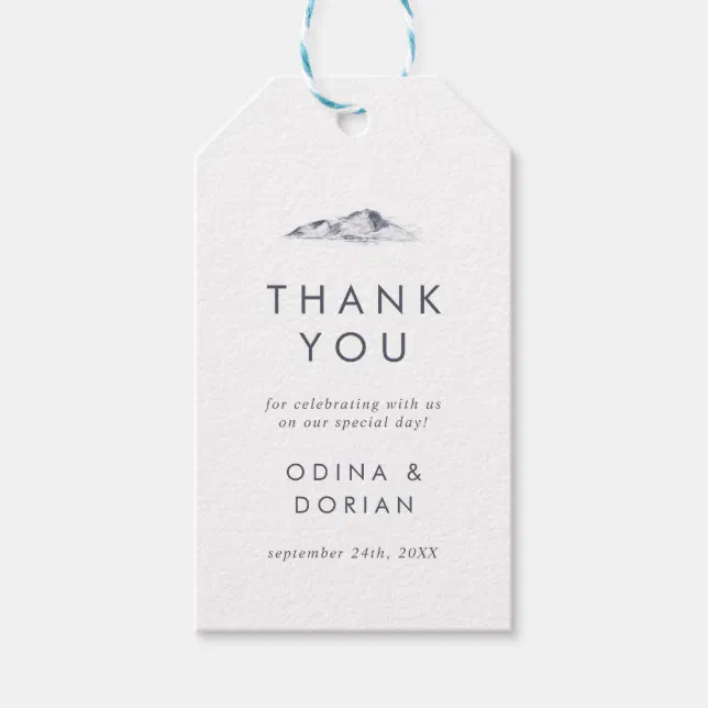 Simple Mountain Thank You Favor Gift Tags | Zazzle