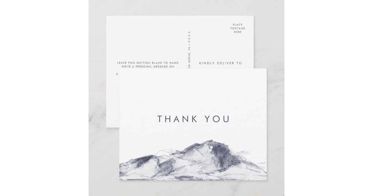 Simple Mountain Thank You Postcard | Zazzle