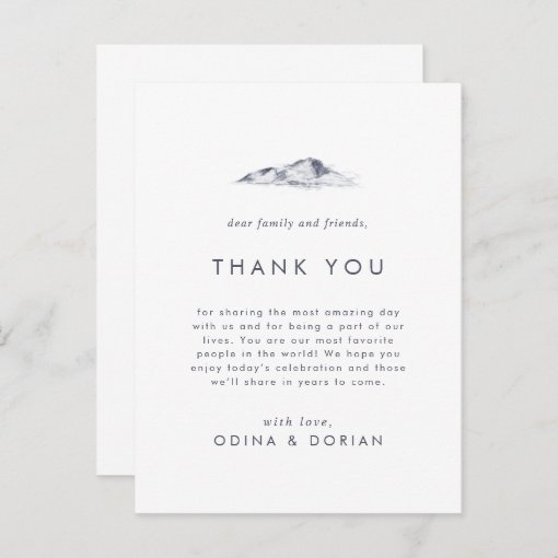 Simple Mountain Thank You Reception Card | Zazzle