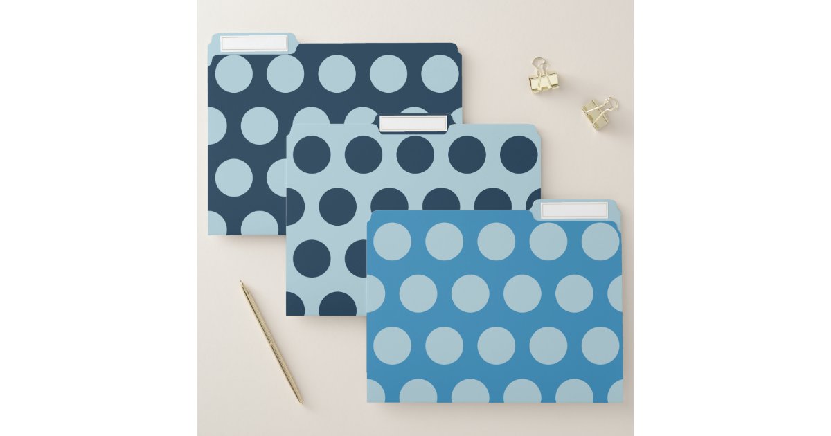 Simple Multiple Shades of Blue Dots Pattern File Folder | Zazzle