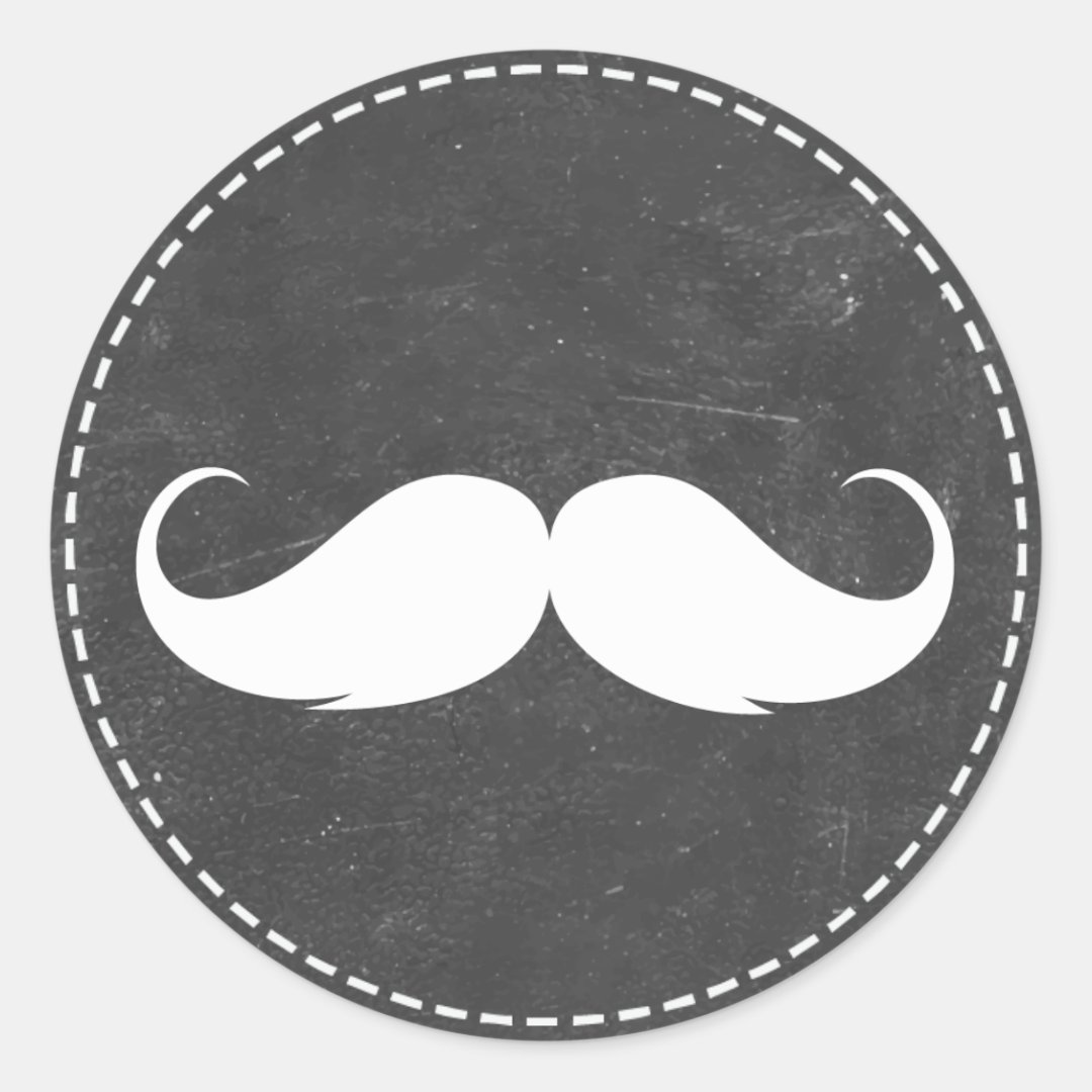 Simple Mustache Chalkboard Baby Shower Favors Classic Round Sticker ...