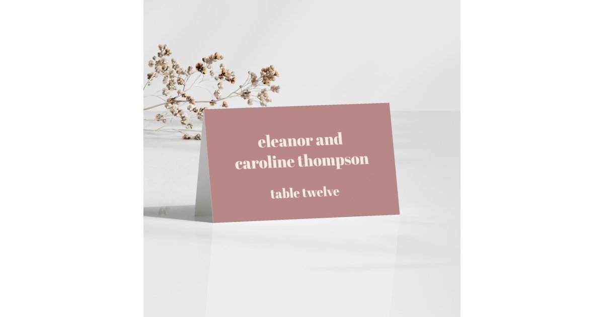 Simple Name Dusty Rose Custom Wedding Place Card | Zazzle