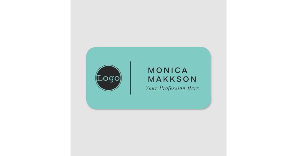 Simple Name, Logo And Title Name Tag | Zazzle