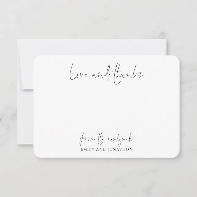 Simple Name Script Wedding Newlywed Love Thanks Thank You Card | Zazzle