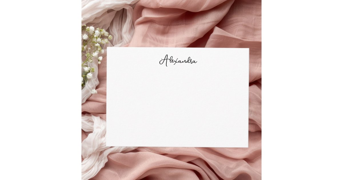 Simple Name Stylish Script Note Card | Zazzle