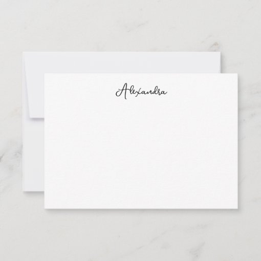 Simple Name Stylish Script Note Card | Zazzle