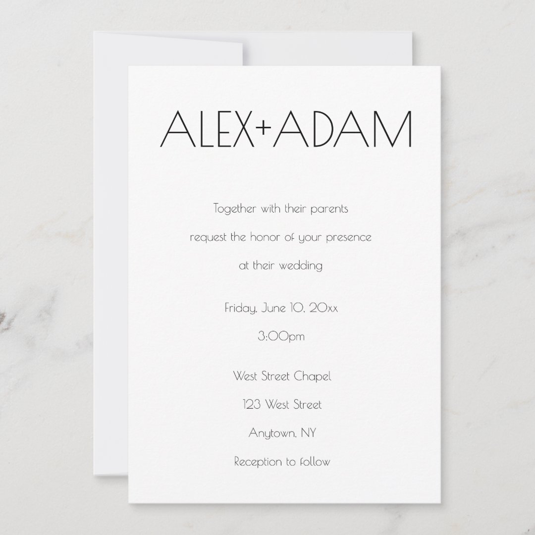 SImple names wedding invitations | Zazzle