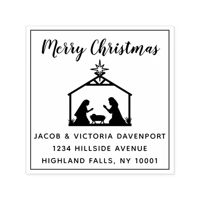Simple Nativity Religious Christmas Return Address Self-inking Stamp ...