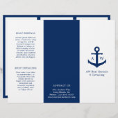 Simple Nautical Anchor Navy Blue Trifold Brochure | Zazzle