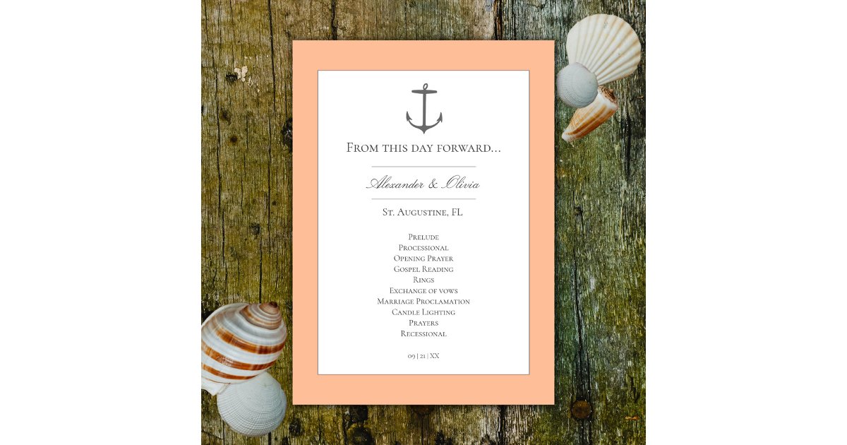 Simple Nautical Anchor Wedding | Peach Program | Zazzle