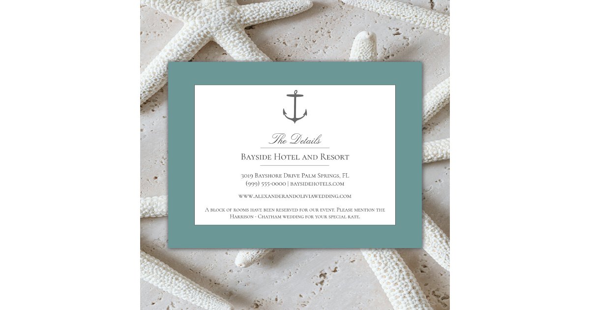 Simple Nautical Anchor Wedding | Teal Enclosure Card | Zazzle