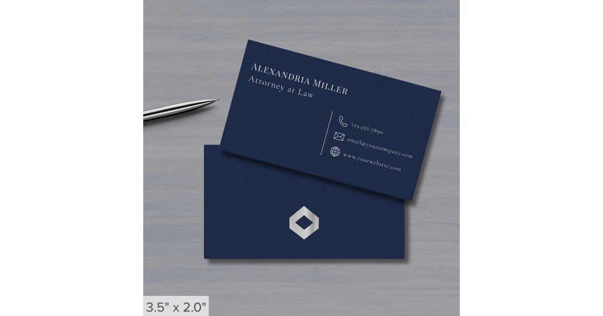 Simple Navy Blue and Gray Business Card | Zazzle