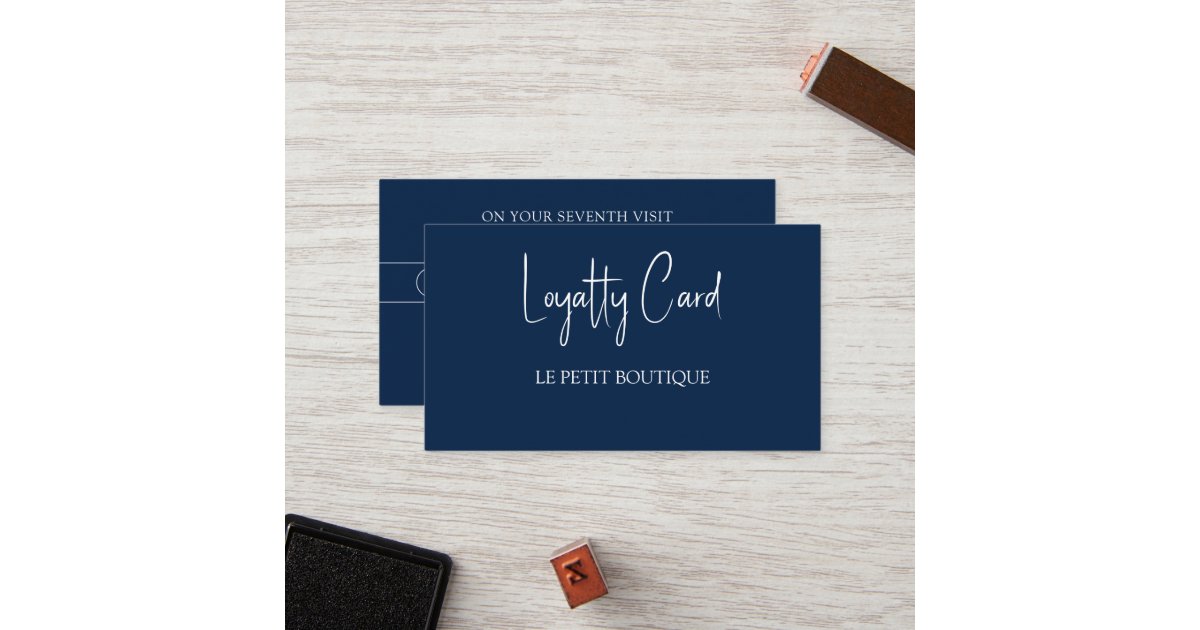 Simple Navy Blue Customer Loyalty Card | Zazzle