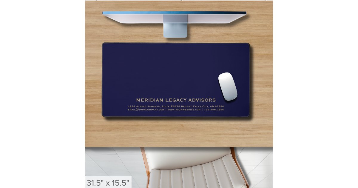 Simple Navy Blue Desk Mat | Zazzle