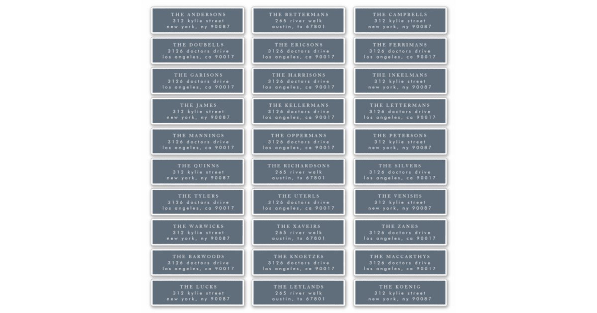 Simple Navy Blue Guest Address Wedding Sticker | Zazzle