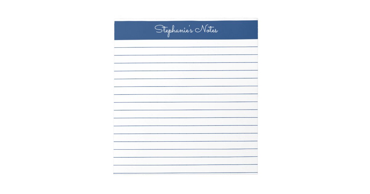 Simple Navy Blue Lined Personalized Notepad | Zazzle
